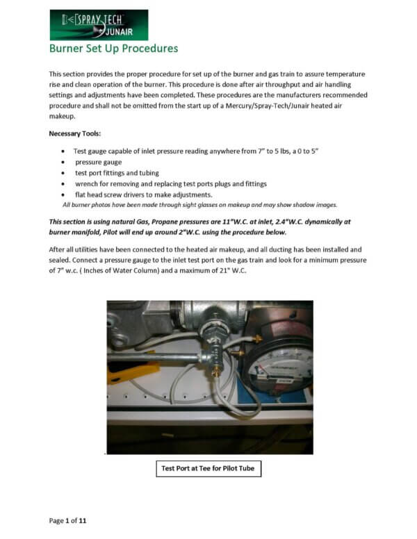 Burner Setup Manual - Spray Tech